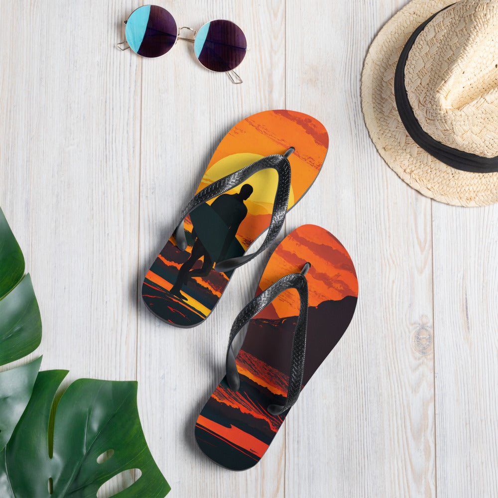 Flip-Flops Surfer with Sunset